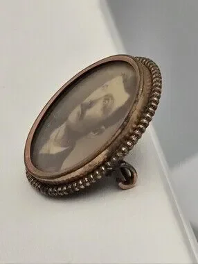 Vintage | Jewelry | Antique Victorian Mourning Brooch Sepia Gentleman ...